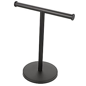 Garneck Vertical Towel Rack Vertical Paper Towel Holder Kitchen Towel Rack Hand Towel Stand Towel Bar Rack Stand Necklace Organizer Stand Bathroom Towel Rack Stainless Steel Black