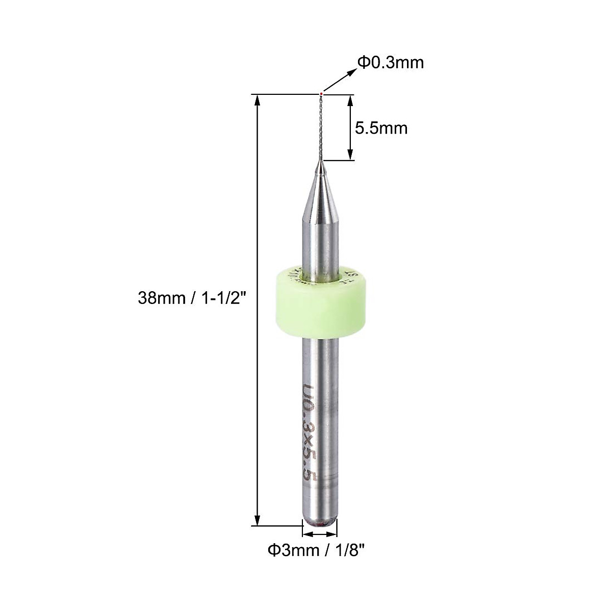 uxcell PCB Drill Bits 0.3mm Tungsten Carbide Rotary Tool Jewelry CNC Engraving Print Circuit Board Micro Drill Bits 1/8 Inch Shank 2 Set (20 Pcs)