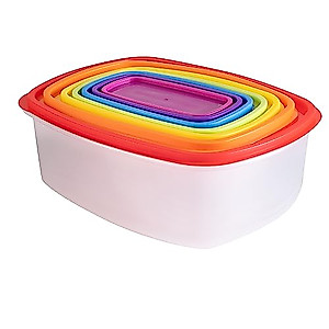 Kitchen Details 14 Piece Food Storage Container Set | Nested | 7 Containers and 7 Lids | Stackable | BPA Free | Dishwasher & Freezer Safe | 7 Sizes | Rainbow