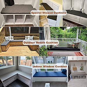 Custom Bench Cushion for Indoor Furniture,Window Seat Cushions Indoor,50D Thickened Foam Bench Pads with Non-Slip Bottom,Indoor Bay Window Outdoor Garden Patio Waterproof Cushion