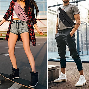 UYLIA Large Crossbody Fanny Pack with 4 Zipper Pockets for Men Women,Water Resistant Waist Pack, Gifts for Enjoy Sports Running Hiking Traveling Workout Walking Outdoors Sport