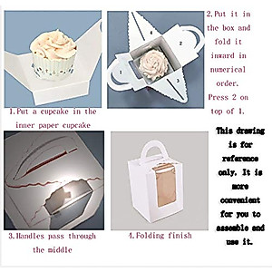 25 Pack Portable Cupcake Boxes Containers With PVC Window Candy Box