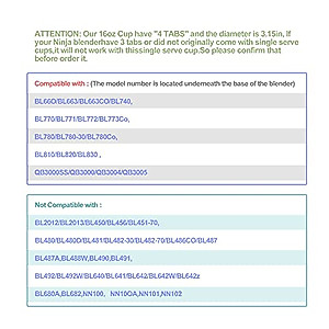 2-pack Blender Replacement Parts Single Serve 16oz cups with Sip & Seal Lids Compatible with Ninja Blenders
