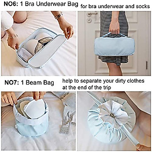 AI DU Travel Packing Cubes 8 Pcs Set, Luggage Packing Organizers with Shoe Bag and Toiletry Bag (Light pink)