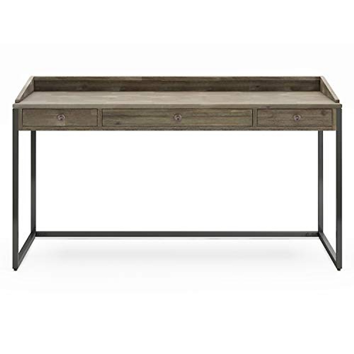 SIMPLIHOME Ralston SOLID WOOD and Metal Modern Inrial 60 inch Wide Home Office Desk, Writing Table, Workstation, Study Table Furniture in Distressed Grey with 2 Drawerss