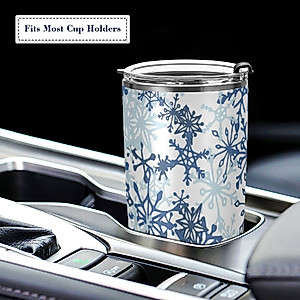 Yasala Christmas Tumbler Winter Snowflake Blue Insulated Coffee Cup Beverage Container Office Travel Mug with Straw and Lid 20oz Holiday Back to School Gift