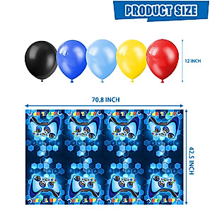 KimaruLZ Video Game Birthday Party Decorations - 109Pcs Gamer Gaming Party Supplies For Boys Birthday Party - Happy Birthday Backdrop, Table Cover, Hanging Swirls, Cupcake Cake Topper, Balloons