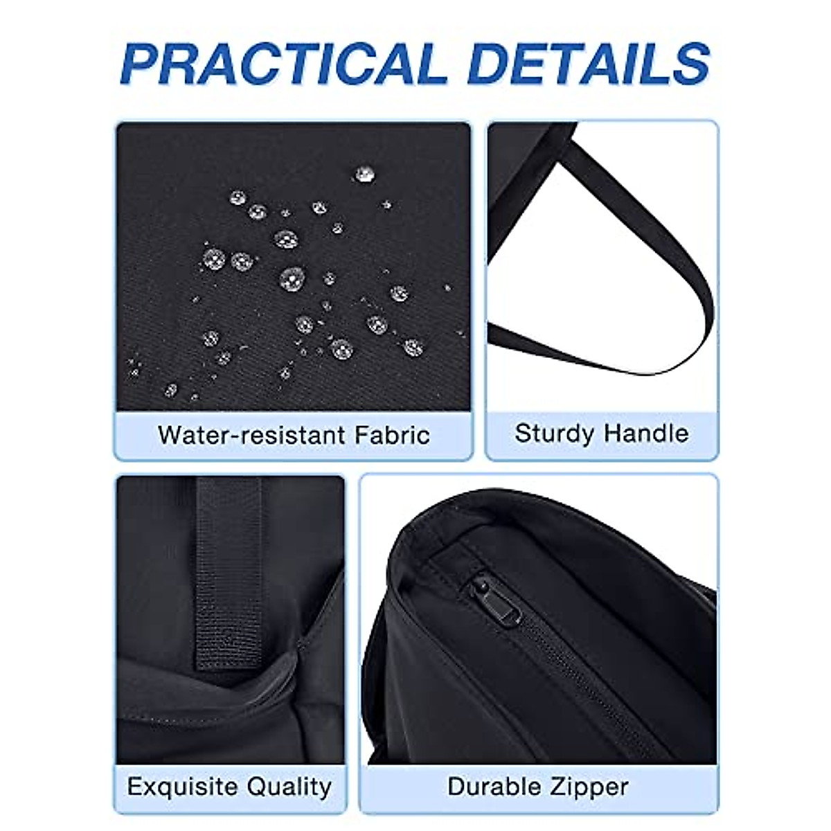 BAGSMART Women Tote Bag Large Handbag Tote With Zipper Black Shoulder Bag With Pocket (Black-1)