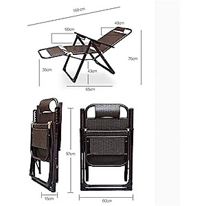 XZGDEN Lightweight Folding Deck Chair Rattan Chair Folding Sun Lounger Outdoor Leisure Home Beach Chair 178x47x26cm Sun Lounger Garden Chairs (Color : As Shown, Size : 178x47x26cm)