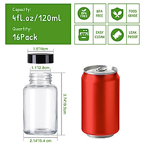 STARSIDE 4 oz Glass Ginger Shots Bottles with Caps,16 pack 120 ml Juice Shot Bottles,Leakproof Small Glass Bottles with Lids for Ginger,Beverages