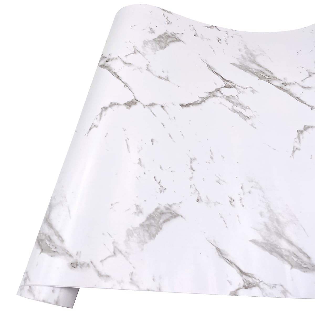 Yifasy White Marble Pattern Shelf and Drawer Liner Peel-Stick Kitchen Storage Sideboard Lining Paper 17.7x118 Inch Renew Buffet Table