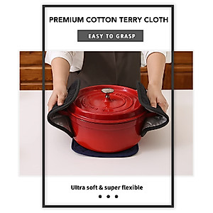 Joyhalo 4 Pack Pot Holders for Kitchen Heat Resistant Clearance Pot Holders Sets Oven Hot Pads Terry Cloth Pot Holders for Cooking Baking, Black