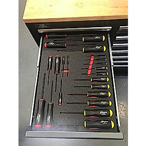 5S TOOL BOX SHADOW FOAM ORGANIZERS (2 COLOR) FITS CRAFTSMAN WATERLOO and HUSKY TOOL CHESTS (10.625" x 22.25", Black Top/Red Bottom)