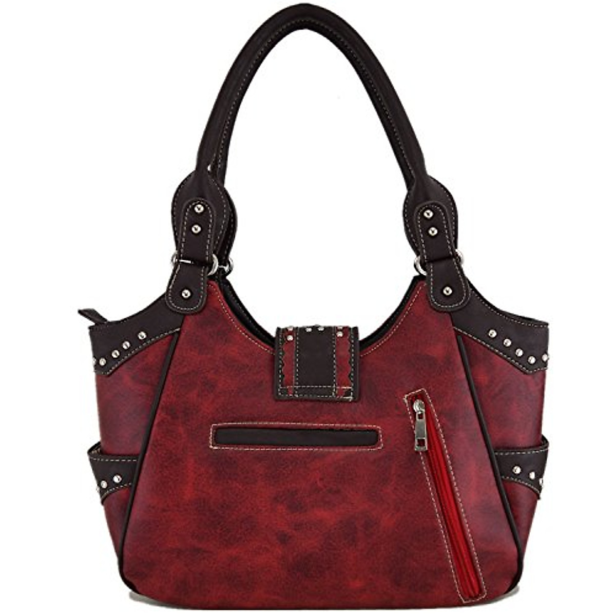 Western Style Cowgirl Belts Buckle Country Purse Crossbody Handbag Women Hobo Shoulder Bag Wallet Set Red