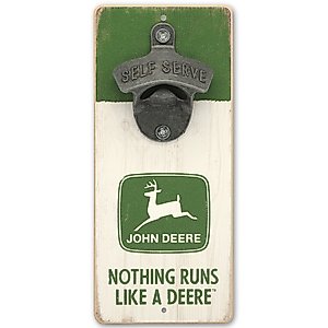 John Deere Wall Bottle Opener - Vintage John Deere Bottle Opener Made with Wood and Cast Metal - Nothing Runs Like a Deere