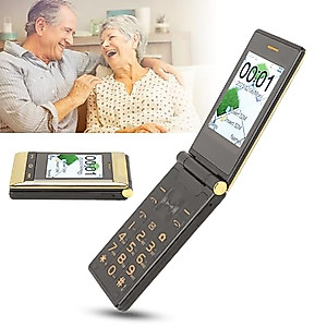 Tangxi 3G Unlock Flip Phone for Senior, Big Button 3.0 Inch Large Screen Cell Phone, Handwriting Touch Screen, Dual Card Dual Standby, 1.3 MP Camera, Flashlight, Dual Screen Display, 5900mAh(Gold)