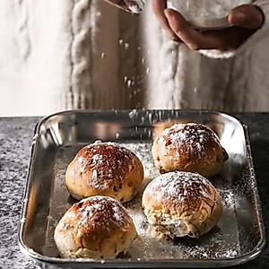 DOITOOL Stainless Steel Cookie Sheet Pan for Baking, Dishwasher Safe Baking Sheet Pan for Toaster Oven, Roasting or Grilling (23X17CM)