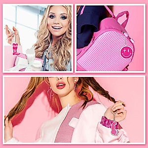 12 Pcs Preppy Smile Key Chain Acrylic Smile Face Keychain Happy Face Aesthetic Preppy Keychain for Backpack Cute Women's Keyrings and Keychains for Girls Purse Pink Accessories Charm, 12 Designs