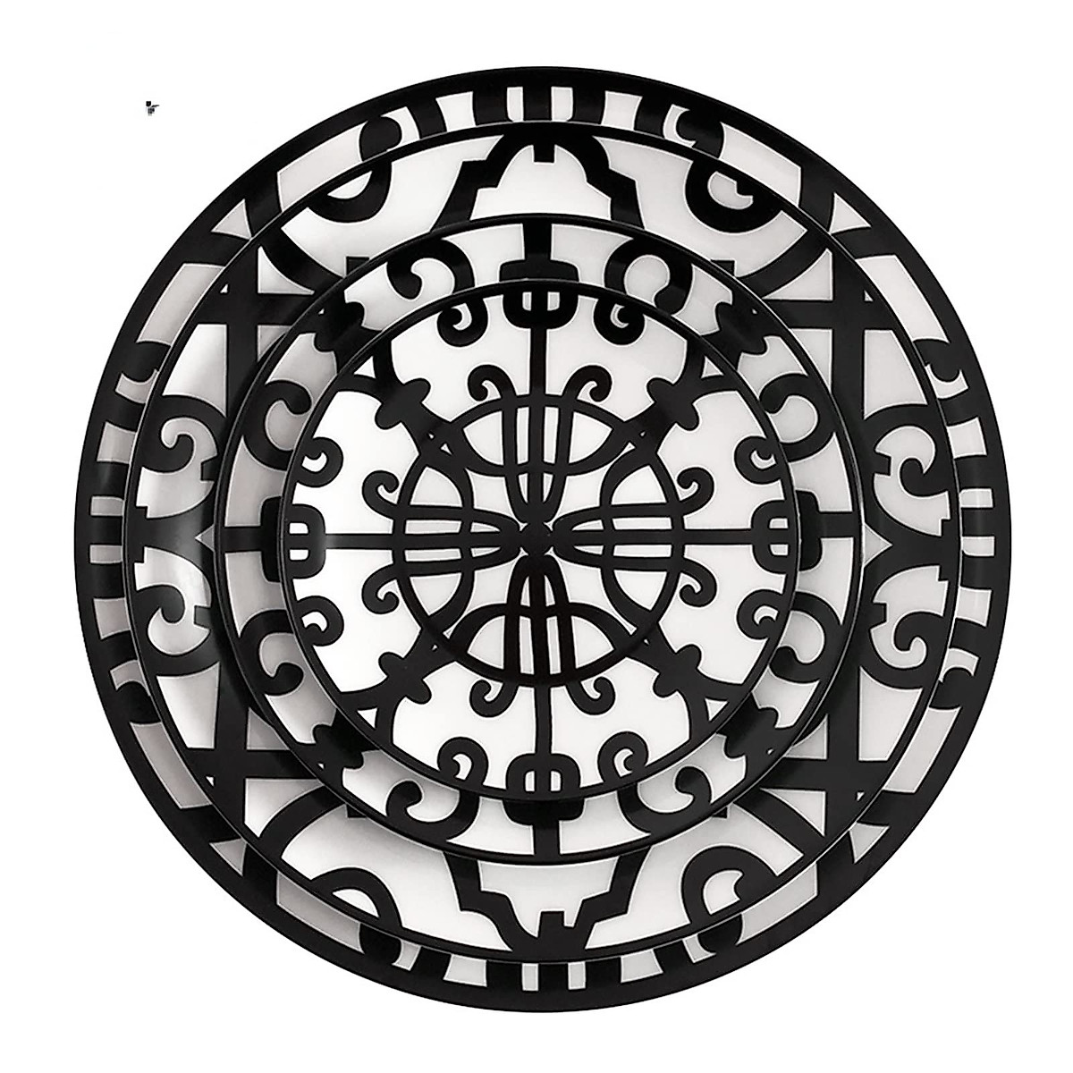 OUSIKA Plates Four-Piece Ceramic Plate Hand-Painted Red Art Creative Round Tableware Dinner Plate Set Wedding Pasta Charging Plate Plate (Color : Green)