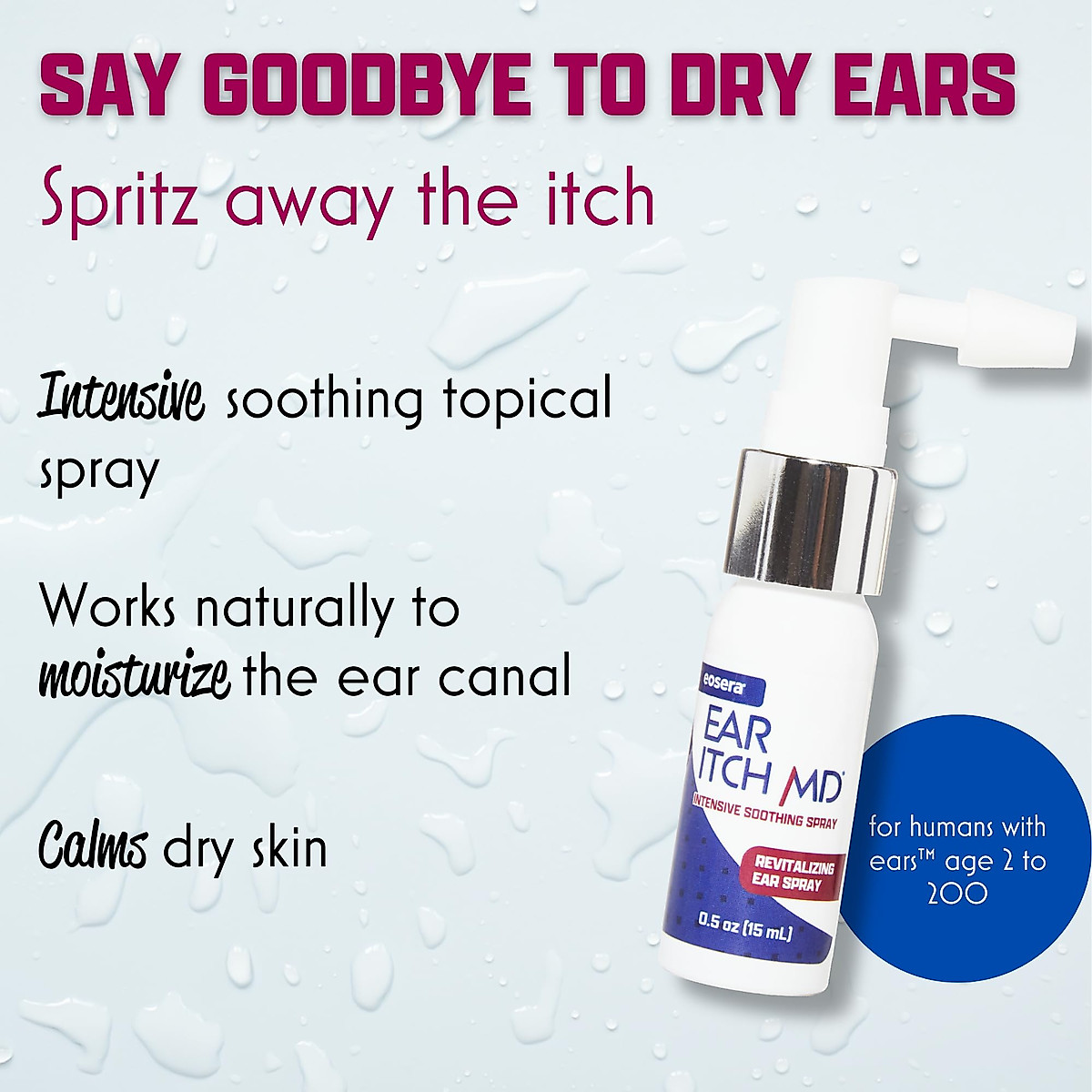 eosera® Ear Itch MD® - Ear Drops for Itchy Ears | Dry Ear Relief | Soothing Spray | Moisturizing Formula | Allergies, Eczema, Dermatitis, Psoriasis, Perimenopause, Menopause, Hearing Aids