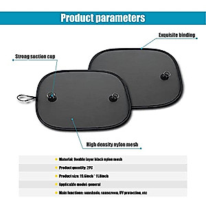 neynavy 2 PCS Car Window Shade for Baby, 19.6In x 11.8In Car Sun Shade Side Window Sunshade, Glare and UV Protection for Kids/Adults/Pets, Universal Fit for Most Cars (Suction Cup Style)