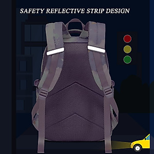 Rexmore Kids Backpack for Girls,3 Pcs Set Elementary Bookbag Waterproof Cute School Bag with Multi Pockets and Compartment,Purple