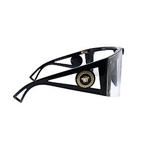 Versace VE 4393 GB1/1W Black Plastic Shield Sunglasses Purple Or Grey Clip On Lens