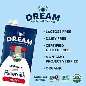 Dream Organic Whole Rice Milk, Dairy Free, 32 Fluid Ounces (Pack Of 12)