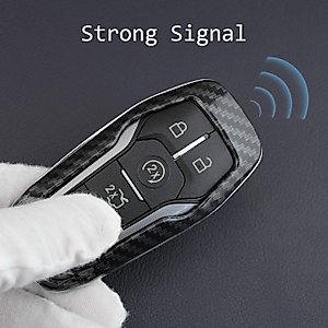 JEYODA ABS Smart keyless Entry Remote Key Fob Carbon Fibre Car Key Shell For Ford F150 Mondeo Mustang Edge Fusion Lincoln MKC MKZ MKX(Shell With Keychian)