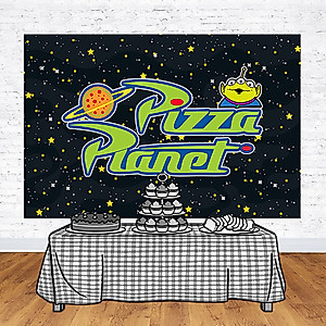 Pizza Planet Backdrop for Birthday Party Supplies Photo Backgrounds Toy Story Birthday Theme Baby Shower Banner 59x38in Yellow
