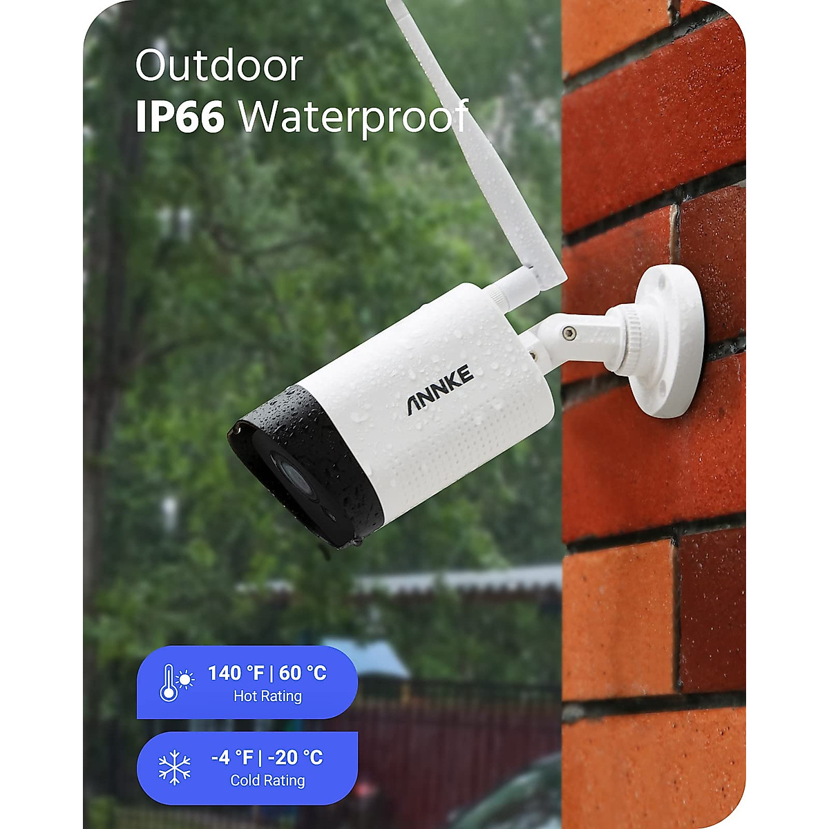 ANNKE [ 2 Pack] 2K Add-On Wi-Fi Outdoor Security Cameras, 3MP Wireless Surveillance IP Cameras with 100ft Night Vision, Compatible with Alexa, IP66 Waterproof, Instant Email Alert