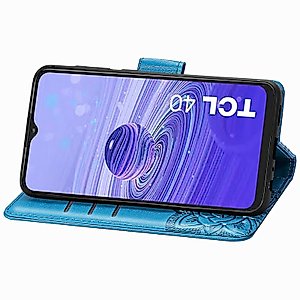 Ranyi for Lively Jitterbug Smart4 Case, Jitterbug Smart 4 Case, Butterfly Pattern Magnetic Wallet Case with Credit Card Holder Kickstand Flip Folio Leather Wallet Case for Jitterbug Smart4 -blue