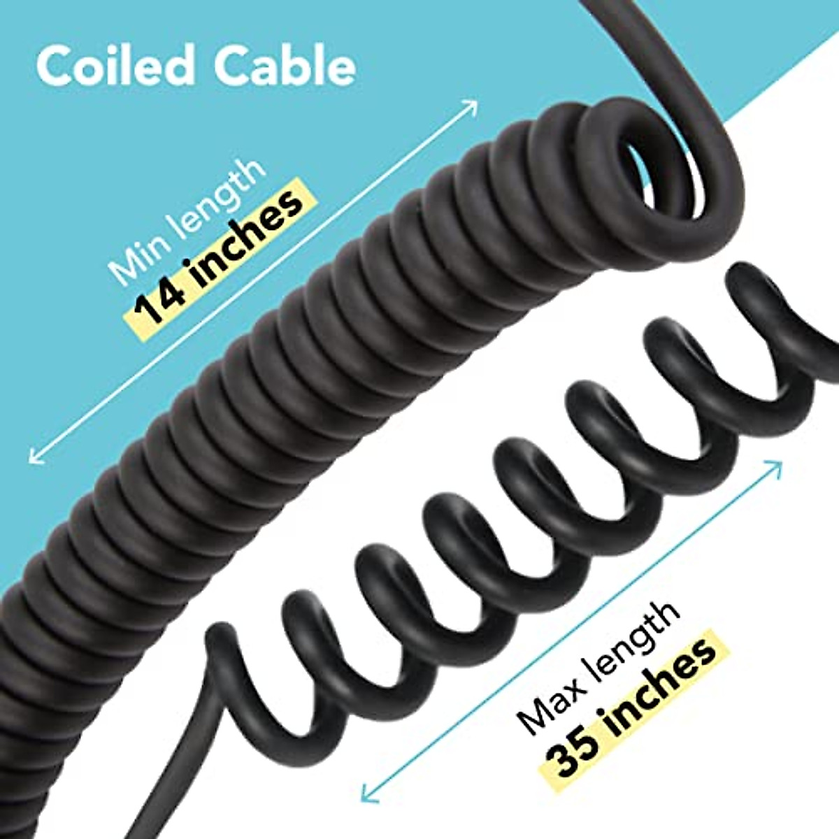 Foto&Tech 3.5 mm to Male Flash PC Sync Cable, 14 Inch Coiled Cord with Screw Lock, Compatible with Nikon Canon and Most DSLR Cameras PocketWizard Plus III Plus II Mini Phone PC1 (1 Piece)