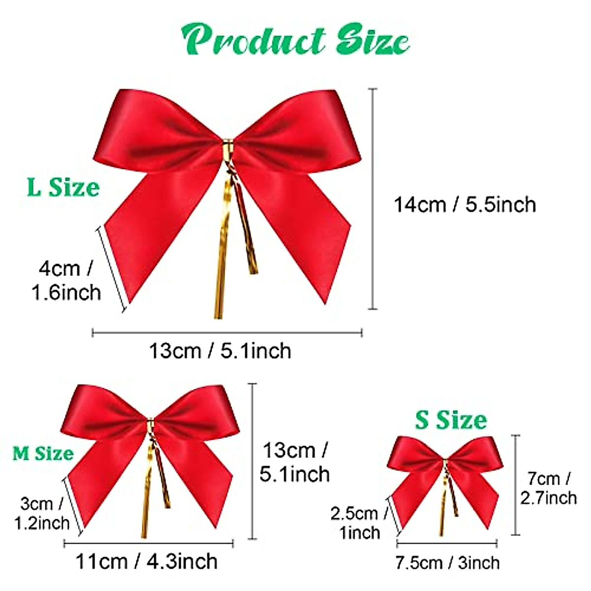 AKLVBL 20 Pack Satin Ribbon Bows Pretied Bows for DIY Craft,Wedding, Treat Bags, Gift Bags, Bakery Candy Bags and Package Decorating (L Size)