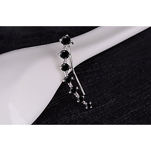 CZ Stud Earrings 925 Sterling Silver 18K Gold Plated Round Cubic Zirconia Hypoallergenic Set (7xing) (Black)