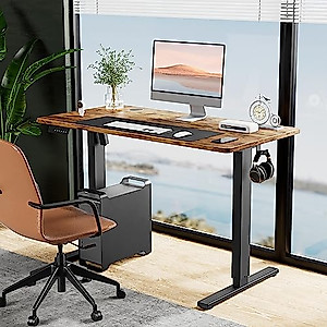 SMUG Electric Standing Desk with Memory Preset, Ergonomic Height Adjustable Table with T-Shaped Metal Bracket Modern Computer Workstations for Home Office, 4024, Rustic Brown