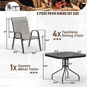 Amopatio Outdoor Dining Set for 4, Patio Table and Chairs Set