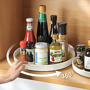 2 Pack Wood Grain Lazy Susan Turntable for Cabinet,Rotating Spice Racks for Pantry Cabinet Cupboard Organizer Table,Plastic Lazy Susan Organizer (11+12.5inch)