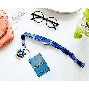 Harry Potter Ravenclaw 22-Inch Strap Lanyard With ID Badge Holder and Crest Charm | Vertical Nametag With Clear Window