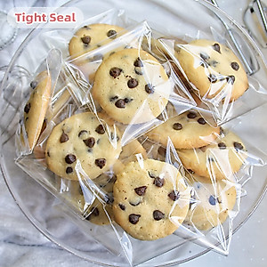 Morepack Cookie Bags for Gift Giving,Self Sealing Cellophane Bags 4x4 Inches,Clear Resealable Cellophane Bags Self Adhesive Individual Cookie Bags for Packaging 200Pieces