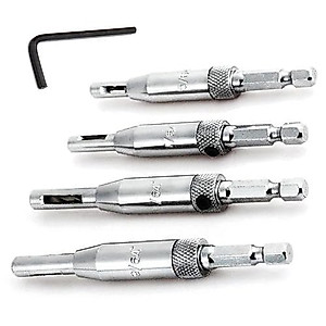 Self Centering Drill Bit Set, 4 PCS HSS Self-Centering Hinge Tapper Core Drill Bit Set, Woodworking Tools and Accessories 5/64", 7/64", 9/64", 11/64"