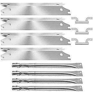 Yiming Grill Replacement Parts for Brinkman Brinkmann 810-2410-S, 810-2411-S, 810-2411-F Grill Models. Stainless Steel Pipe Burner Tube, Heat Plate Tent Shield, Crossover Tube Replacement Kit.