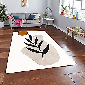 Mid-Century Modern Area Rug for Living Room Bedroom Soft Wool Minimalist Multicolor Carpet Under Dining Coffee Table Art Deco Home Office Floor Runner Mat Indoor Outdoor Rug 3x5