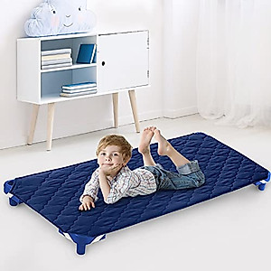 Sheet for Regalo My Cot Portable Toddler Bed, Joovy Travel Cot (Sheet Only, Bed not Included), Navy/Standard Size Daycare/Pre-Shcool Cot Kids Nap Mat Sheet 23" x 51", Navy