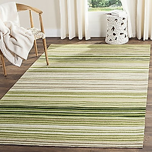 SAFAVIEH Marbella Collection Area Rug - 8' x 10', Green, Handmade Flat Weave Stripe Wool, Ideal for High Traffic Areas in Living Room, Bedroom (MRB273A)