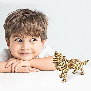 Rolife Build Your Own 3D Wooden Assembly Puzzle Wood Craft Kit Wolf Model Gifts for Kids and Adults