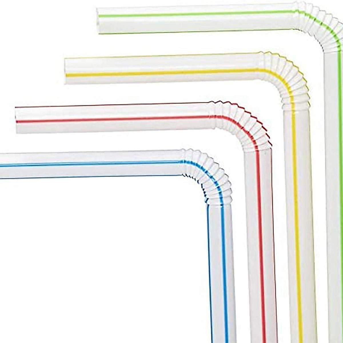 500pack Plastic Straws Disposable Bendable Straws 8" Long Flexible Bendy Straws for Home Bar Store Party (striped)