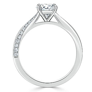 WSX Real Gold 1 Carats Cushion Engagement Ring for Women Moissanite Wedding Infinity Style Ring Simulated Diamond