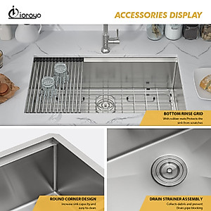 30 Undermount Kitchen Sink - IOROYO 30x19 inch Kitchen Sink Undermount Ledge Workstation Stainless Steel 16 Gauge Single Bowl Kitchen Sinks Basin