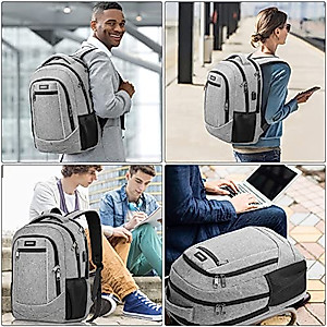 BIKROD Travel Laptop Backpack for Men and Women, Backpack for School Teen Boys and Girls, Student Bookbag 15.6 inch Laptop Compartment with USB Charging Port and Anti theft Poket, Grey